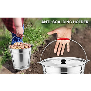 Skywin-Metal Bucket 4 Gallon Pack,Metal Can with Lid,Durable Small Metal Trash Can with Lid,Environment Friendly Metal Bucket with Lid for Outdoor Use