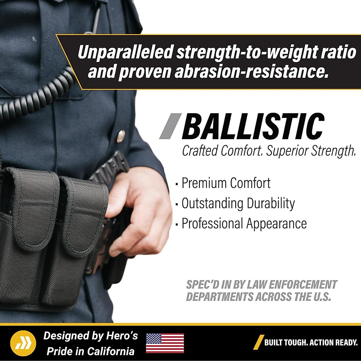 Hero's Pride Ballistic OC Pepper Spray Holder, Nylon EDC Holster for Duty Belt, Mace Holder Fits MK4, Molded Construction Duty Gear, Lightweight & Durable Design, Quick Access, Hidden Snap, Case Only