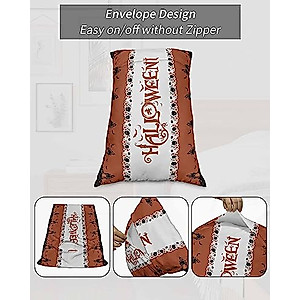 Edwiinsa Halloween Pillow Covers Standard Size Set of 2 Bed Pillow, Black Castle Bats Fall Pumpkin Orange Plush Soft Comfort for Hair/Skin Cooling Pillowcases with Envelop Closure 20''x26''