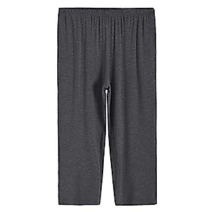 Latuza Women's Summer Pleated Tank Top Capris Pajamas Set M DarkGray