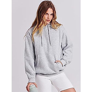 ANRABESS Women's Oversized Hoodies Fleece Casual Pullover Drawstring Long Sleeve Hooded Sweatshirts 2023 Fall Fashion Clothes Trendy Y2k Outfits for Teen Girls A1072huahui-S Heather Gray