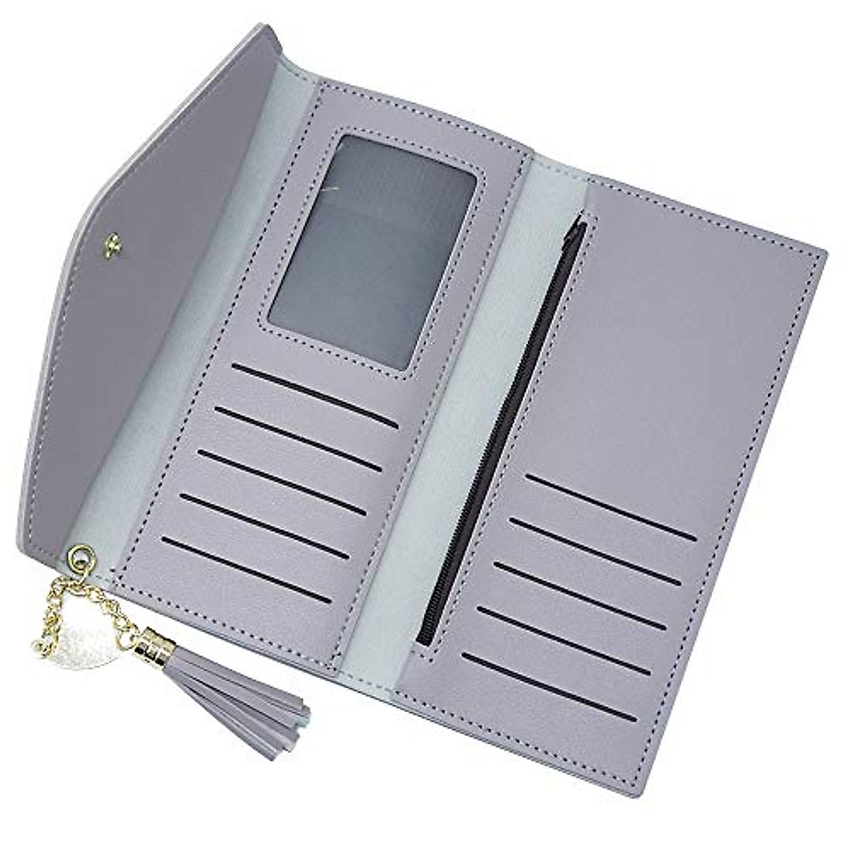 Womens Wallet Ultra Slim Pu Leather Credit Card Holder Clutch Hand holding trendy Wallets for Women(purple)