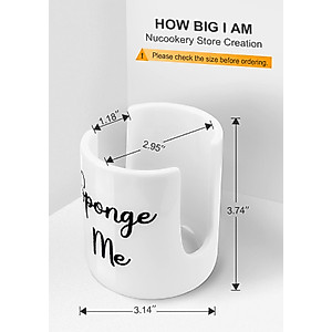 Nucookery Sponge Holder, Ceramic Dish Sponge Holder for Kitchen Sink with Sponge, Porcelain Kitchen Sink Sponge Caddy, Farmhouse Kitchen Sink Organizer for Sink Accessories