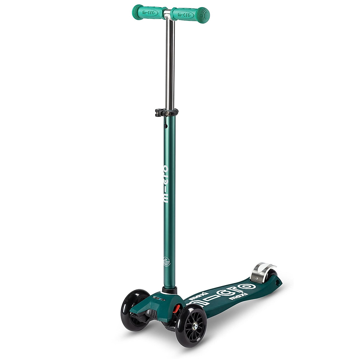 Micro Kickboard - Maxi Deluxe Eco 3-Wheeled, Lean-to-Steer, Swiss-Designed Micro Scooter Made with Recycled and Sustainable Materials for Elementary Kids, Ages 5-12 (Dark Green)