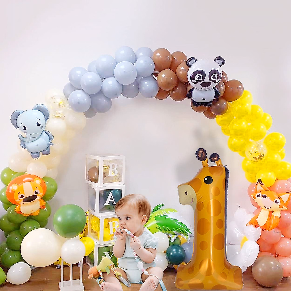 Giraffe 1st Birthday Balloons 40 inch Large Number 1 Balloon Wild 1 Birthday Decorations First Party Supplies for Baby Shower Safari Animals Ballon