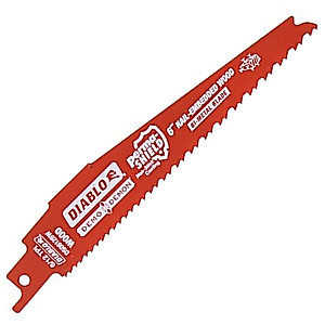 Diablo Bi-Metal Reciprocating Saw Blade for Nail-Embedded Wood - 6" Length, Variable Tooth, 6/12 TPI - DS0612BW