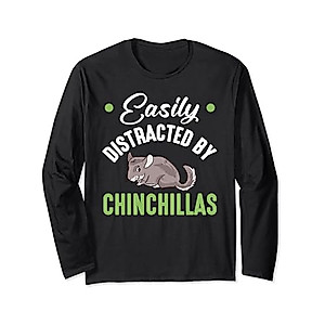 Chinchilla Animals Funny Pet Cute Rodent Cage Wheel Long Sleeve T-Shirt