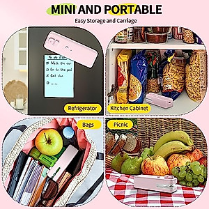 Bag Sealer Mini, 3 in 1 Mini Bag Sealer Heat Seal with Cutter & Magnet, Rechargeable Mini Chip Bag Vacuum Sealer Machine for Reseal Plastic Bags & Keep Snacks Fresh, Portable Kitchen Gadget (PINK)