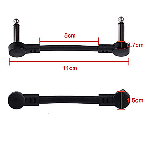 Rayzm Guitar Patch Cable, 6.35mm Angled Instrument Jumper Cable for Guitar/Bass Effects Pedals, 5cm Pedal-Board Jumper Cables (6-Pack)