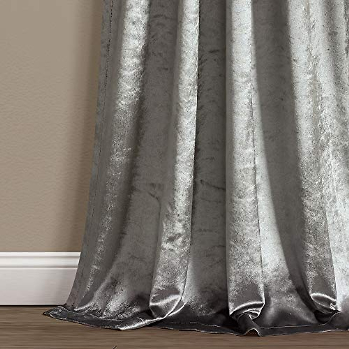 Lush Decor, Silver Velvet Dream Solid Color Luxury Shimmery Window Curtain Panel Set (Pair), 84” x 40