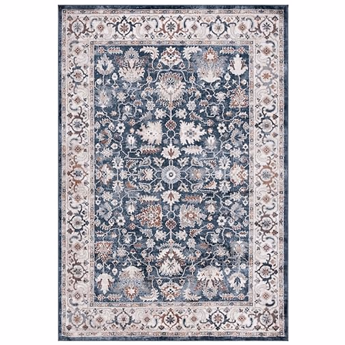 Safavieh Bayside Collection Area Rug - 8' x 10', Blue & Grey, Traditional Oriental Design, Non-Shedding & Easy Care, Machine Washable Ideal for High Traffic Areas in Living Room, Bedroom (BAY100M)
