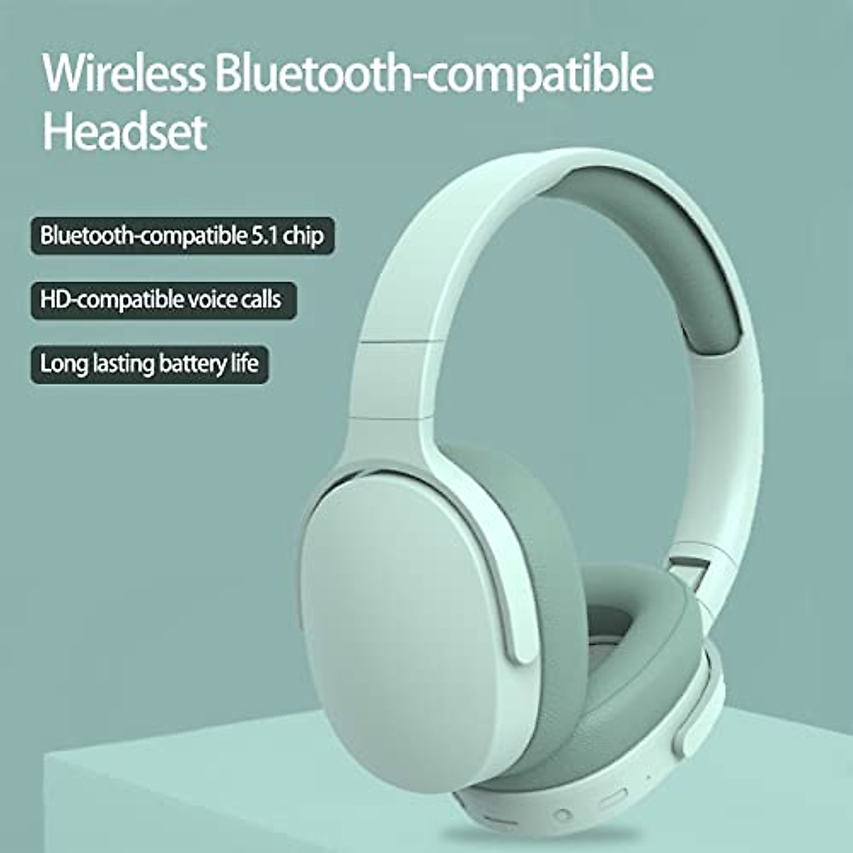 Bluetooth Headphones with Intelligent Noise Reduction,Wireless Headset HiFi Foldable,Ergonomic Bluetooth-Compatible 5.1, Stereo Over Ear Headphone，Wireless Headphones with Microphone Beige