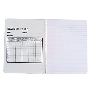 Pack of 6 - Composition Notebooks, 9-3/4" x 7-1/2", Wide Ruled, 100 Sheet (200 Pages), Color: Black Marble, Weekly Class Schedule and Multiplication/Conversion Tables on Covers. (6-Pack, Black)