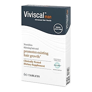 Viviscal Men's Hair Growth Supplements for Thicker, Fuller Hair Clinically Proven with Proprietary Collagen Complex, 60 Tablets - 1 Month Supply