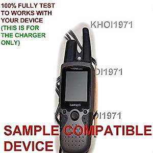 KHOI1971 CAR Charger Adapter Compatible with Garmin RINO Grey Black-Trim 530HCX 530 (Round Power TIP Connector -USE with The Battery Clip