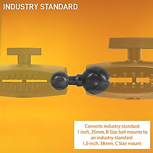 iBOLT 25mm / 1 inch/B Size to 38mm / 1.5 inch/C Size Composite Extension Ball Adapter for Industry Standard Dual Ball Socket mounting arms