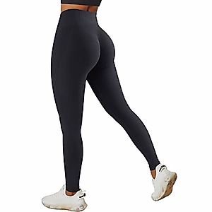 DREAMOON High Waisted Seamless Workout Leggings for Women Scrunch Butt Lifting Leggings Gym Booty Tummy Control Yoga Pant Comfort Tights(#1 Upgrade Seamless Amplify Black)