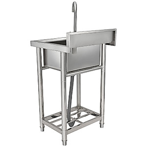 VEVOR Stainless Steel Utility Sink, 1 Compartment Free Standing Small Sink Include Faucet & legs, 16 x 13 x 8.7 in Commercial Single Bowl Sinks for Garage, Restaurant, Kitchen, Laundry, NSF Certified