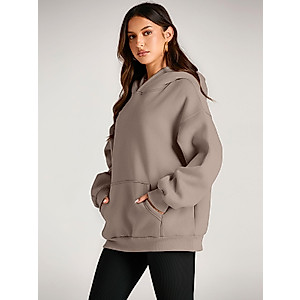 EFAN Womens Hoodies Oversized Sweatshirts Pullover Fleece Sweaters Long Sleeve Winter Fall Outfits Fashion Y2k Clothes CoffeeGrey XL