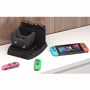 Skywin Switch Charging Dock - Charging Dock and Game Holder for Switch Console, Joy-Con Controllers, Switch Pro Controllers, Charging Base and Up to 28 Games