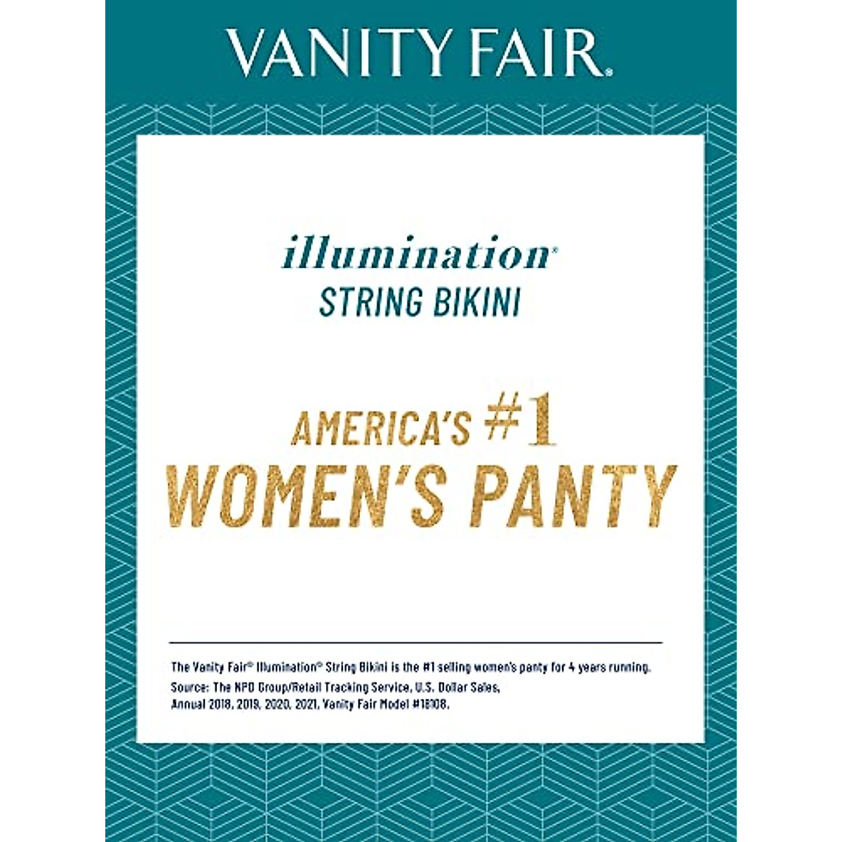 Vanity Fair Women's Illumination String Bikini Panties, Silky Stretch & Satin Trim, Totally Tan, 8