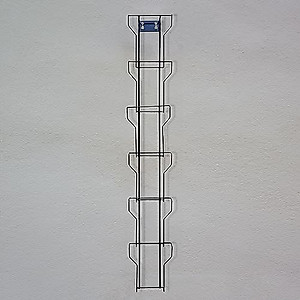 FixtureDisplays® Vertical Wall Mounting 6 Pockets 4 X 6" Greeting Card Post Card Rack 4.7 X 2.2 X 30.3" with Slight Pocket Overlap 11713-4X6-BLK