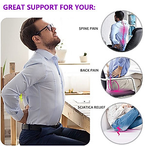 Gel Seat Cushion, Office Seat Cushion Chair Pads for Office Home Car Wheelchair Long Trips - Extra Thick Gel Cushion for Pressure Sores, Tailbone, Back, Sciatica Pain Relief (Extra Thick, Violet)