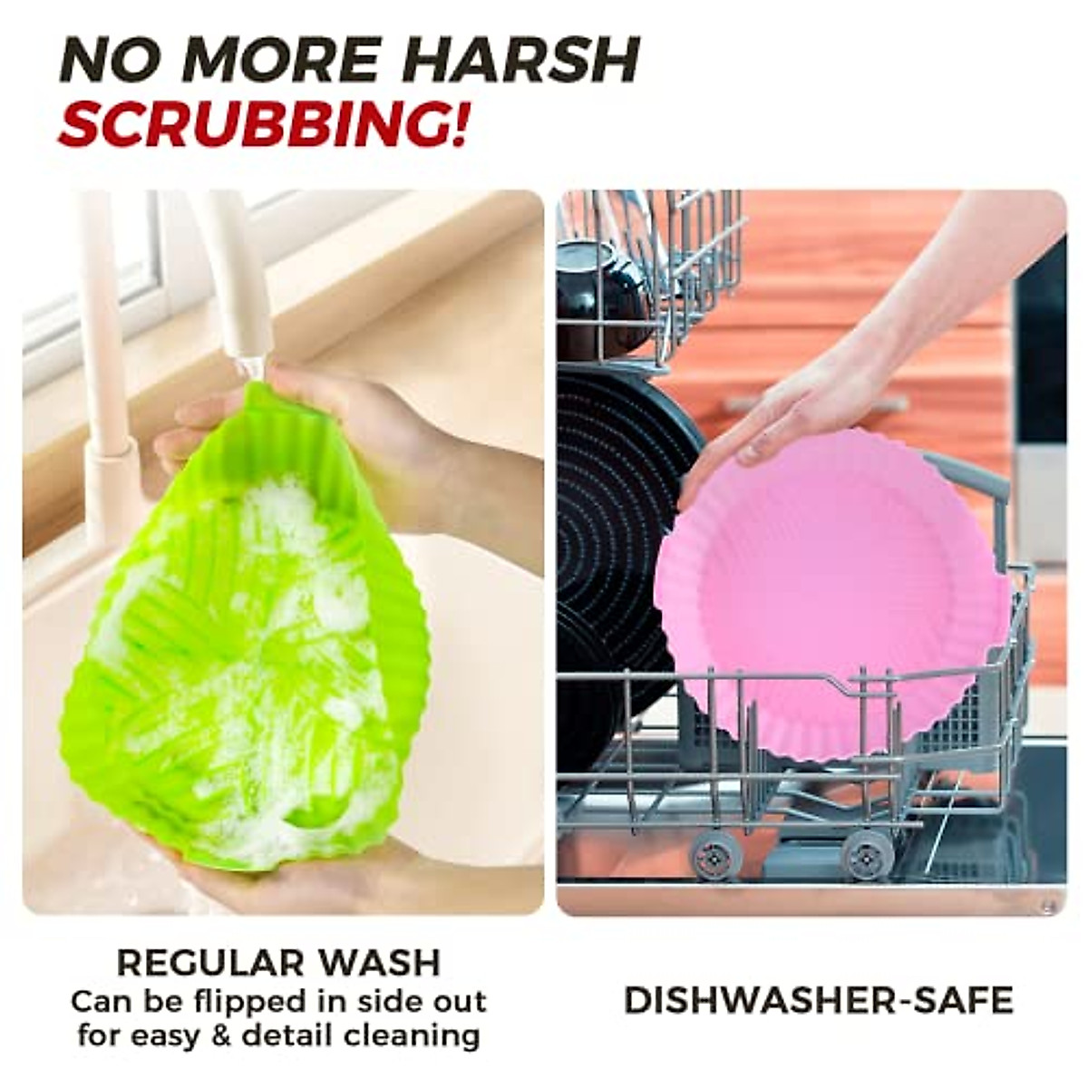 3Pcs Air Fryer Silicone Liners 8inch Air Fryer Silicone Pot Reusable Food Grade Silicone Air Fryer Baking Tray Basket Accessories Replacement of Flammable Disposable Parchment Paper Fit 3-7QT Airfryer