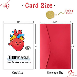 mmuue Cute Thank You Card for Heart Surgeon, Funny Thank you Gift for Women Men, Appreciation Card for Doctor Nurse Medical Staff, Thank You from the Apex of My Heart