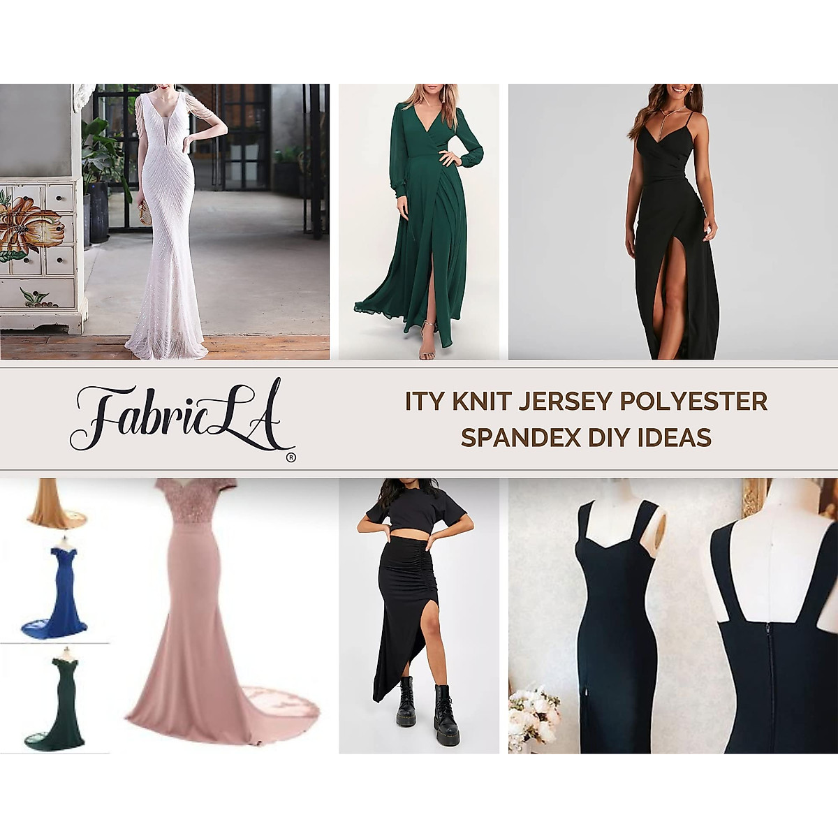 FabricLA ITY Knit Jersey Polyester Spandex Fabric by The Yard - 60" Inch Wide, 2-Way Stretch - Costumes & Dancewear - Black, 2 Continuous Yards