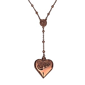 Rose Gold Saint Lana Rey LDR Style Stash Necklace/Rosary Chain/Hollow Pendent/Heart Shaped With Snakes and Spoon