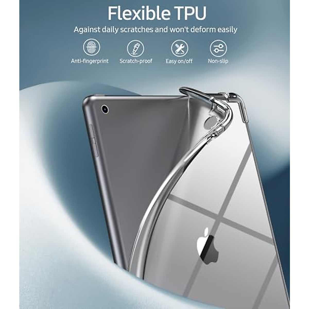TiMOVO Case for New iPad 9th Generation 2021/8th Gen 2020/7th Gen 2019, Shockproof Impact Resistant Flexible Transparent Clear TPU Protective Shell Fit iPad 10.2-inch - Clear