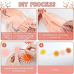 20 Pcs Boho Sun Garland Felt First Trip Around The Sun String Banner Hippie Boho Sun Party Supplies Indoor Outdoor Party Decoration for Baby Shower Wedding Birthday Party Decorations (Sun)