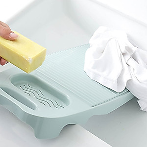 Cansybil Non-Slip Laundry Washing Board, Household Washboard, Hand Wash Board, Manual Wash Clothes Laundry Pad Scrubbing Board for Household(15.7x8.07x1.06inches) (E-Light Blue)