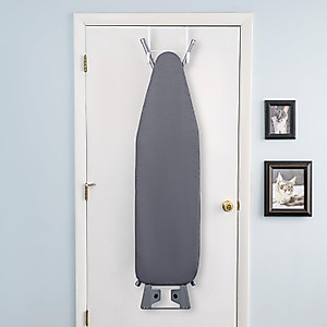 Ironing Board Full Size; Made in USA by Seymour Home Products (Solid Grey). Includes Iron Rest, Cover & Pad | All-Steel Frame, 4 Heavy Duty Legs for Extra Support | Diamond Cut Mesh Top; Steam Flow