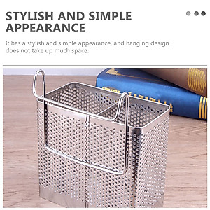 CALLARON 2Pcs Kitchen Utensils Holder Silverware Drying Rack Stainless Steel Chopstick Holder Forks Spoons Flatware Caddie Basket Organizer Drainer with Hook