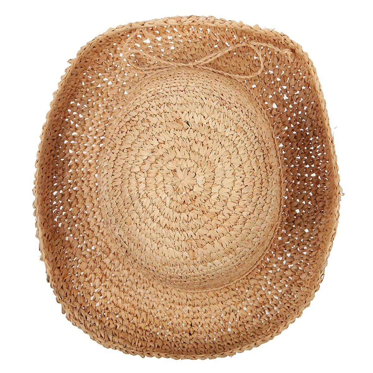Jeanne Simmons Women's 3 Inch Turn Up Brim Straw Crochet Summer Bucket Hat - Raffia OSFM