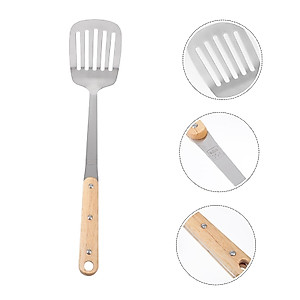 HOMSFOU 3 Sets Shovel Metal Cooking Spoons Stir Fry Spatula Handle Spatula Egg Spatula Wok Turner Spatula Turner Skimmer Ladle Non Stick Pan for Eggs Kitchen Utensils Soup Set Log Barbecue