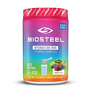 BioSteel Zero Sugar Hydration Mix, Great Tasting Hydration with 5 Essential Electrolytes, Rainbow Twist Flavor, 45 Servings per Tub
