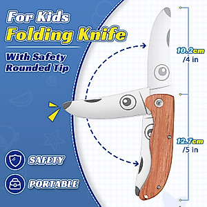TIVOLI Kids Pocket Knife Folding Knife Safety Knife for Kids with Safe Rounded Camping Knife Designed for Children's Outdoor Camping with Hanging Holes Pocket knife for Boy’s First Knife
