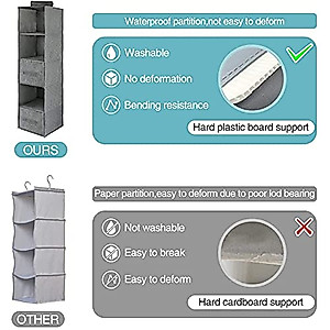 Hanging Closet Organizer - Foldable Closet Hanging, Space Saver - Sweater or Shoe Organizer, Baby Nursery Closet Organization and Storage (Grey)
