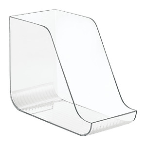 mDesign Long Plastic Soup Can Dispenser Storage Organizer Container Bin for Kitchen Pantry, Countertop, Cabinet, Refrigerator, Freezer, Hold Canned Food, Soda, Water, Ligne Collection, 4 Pack - Clear