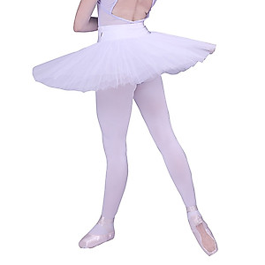 WOOSUN Women Professional Ballet Tutu Skirt 5 Layers Hard Organdy Platter Dance Pancake Tutus Skirts White
