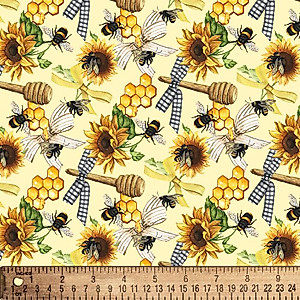 David Textiles Bees Honey Sunflowers Cotton Fabric by The Yard
