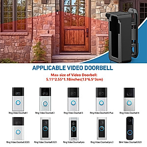Anti-Theft Video Doorbell Angle Mount, 45 to 135 Degree Adjustable Ring Camera Holder Doorbell Door Mount for Apartment, Compatible with Ring/Blink Video Doorbell 4 3 Plus 2 1 Pro 2