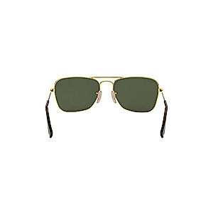 Ray-Ban RB3136 Caravan Square Sunglasses, Gold Havana/G-15 Green, 58 mm