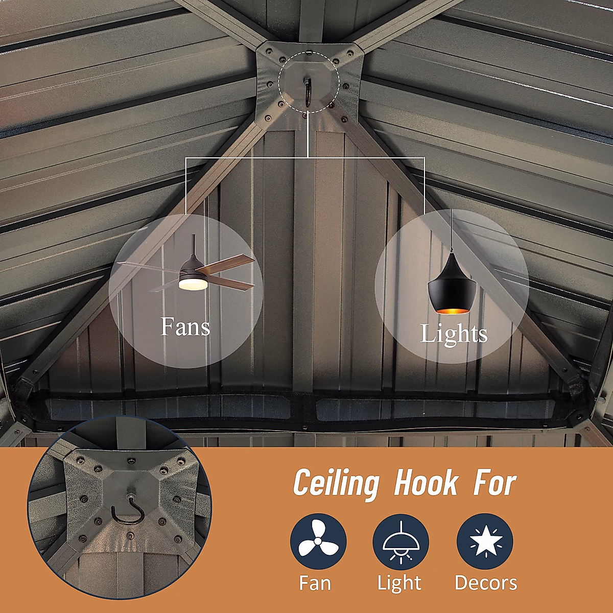 Domi 12' x 12' Hardtop Gazebo Permanent Aluminum Metal Gazebo with Galvanized Steel Double Roof Canopy, Curtains, and Netting for Patio, Backyard, Deck, Lawn