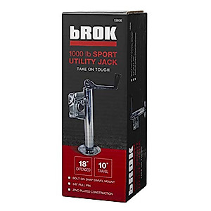 bROK Products 15936 Side Mount Top Wind Trailer Jack with Footplate - 1000 lb, Silver