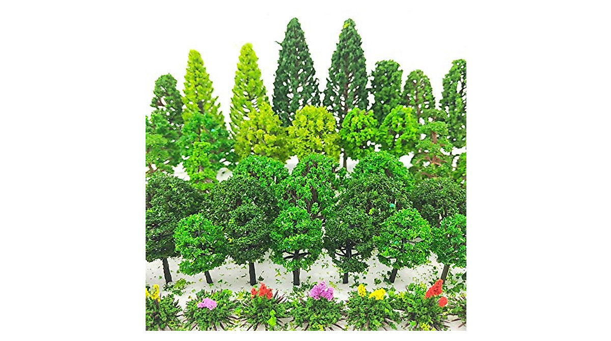 Tazimi 60 Pcs Mixed Model Trees for Train Scenery & Crafts