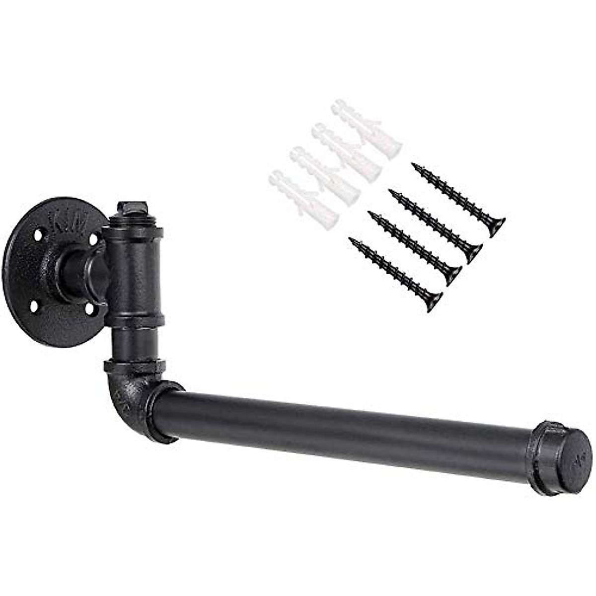 LZB Industrial Wall Mount Pipe Hanger Holder Rack Clothes Bar Iron Black 14 Inch